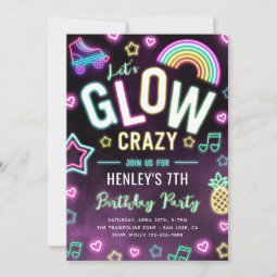 Glow Party Invitation | Neon Party Invitation | Zazzle