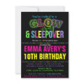 Glow Party Sleepover Birthday Party Invitation | Zazzle