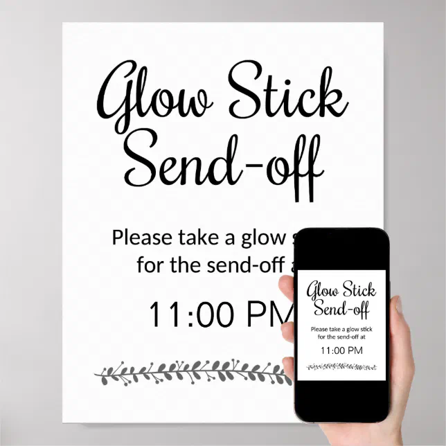 Glow Stick Send Off From Reception Wedding Sign | Zazzle
