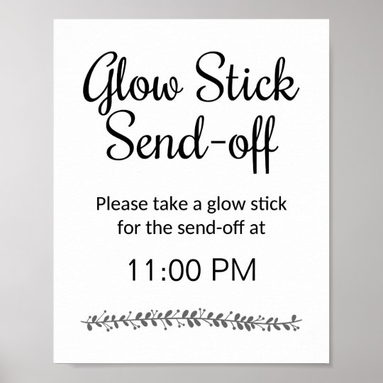 Glow Stick Send Off From Reception Wedding Sign | Zazzle.com