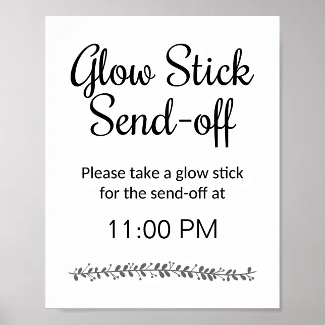 Glow Stick Send Off From Reception Wedding Sign | Zazzle