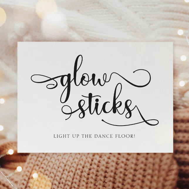"Glow sticks" Black White dance floor Wedding Sign | Zazzle