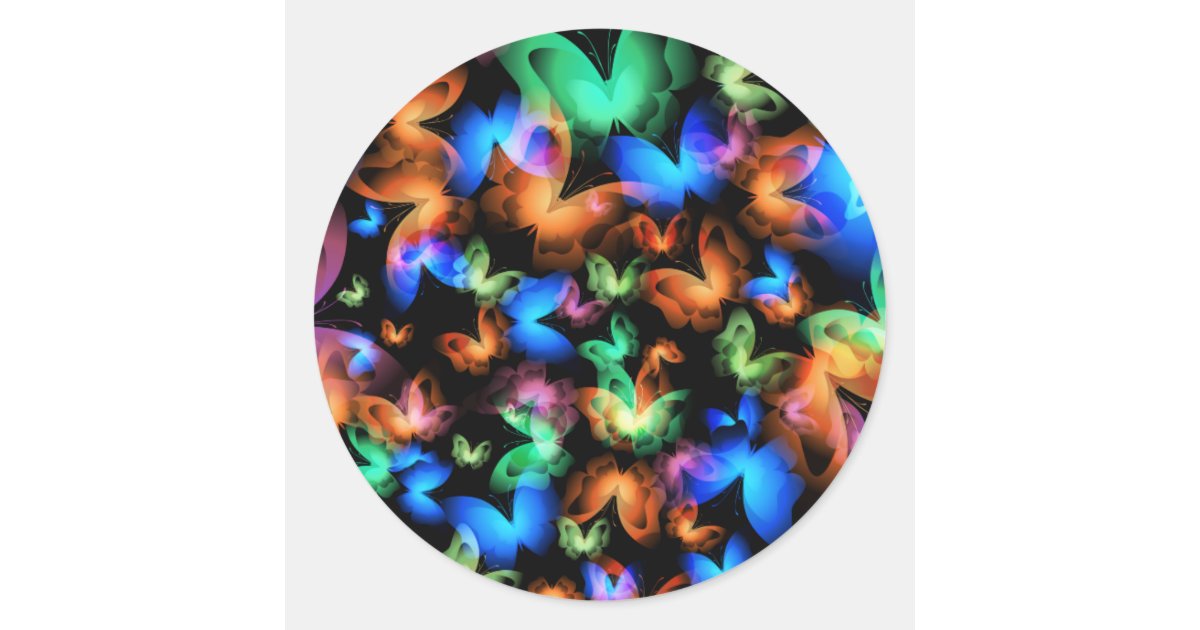 Glowing Butterflies Classic Round Sticker | Zazzle