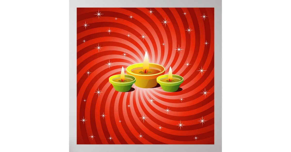 Glowing Diwali Lamps Poster | Zazzle