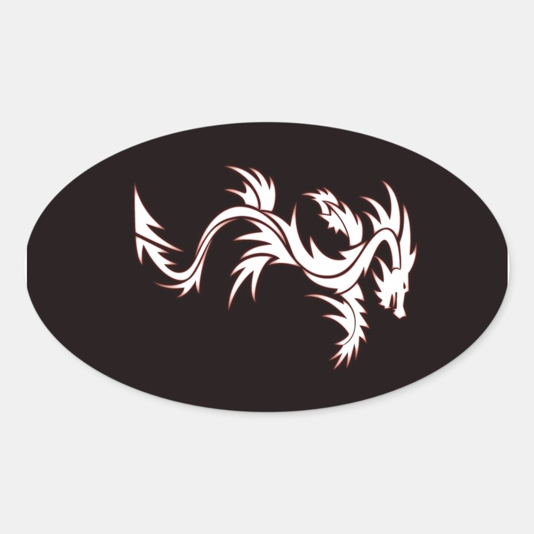 Glowing dragon oval sticker | Zazzle