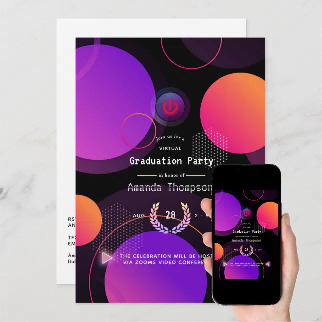 Glowing Geometric Virtual Graduation Party Invitation | Zazzle