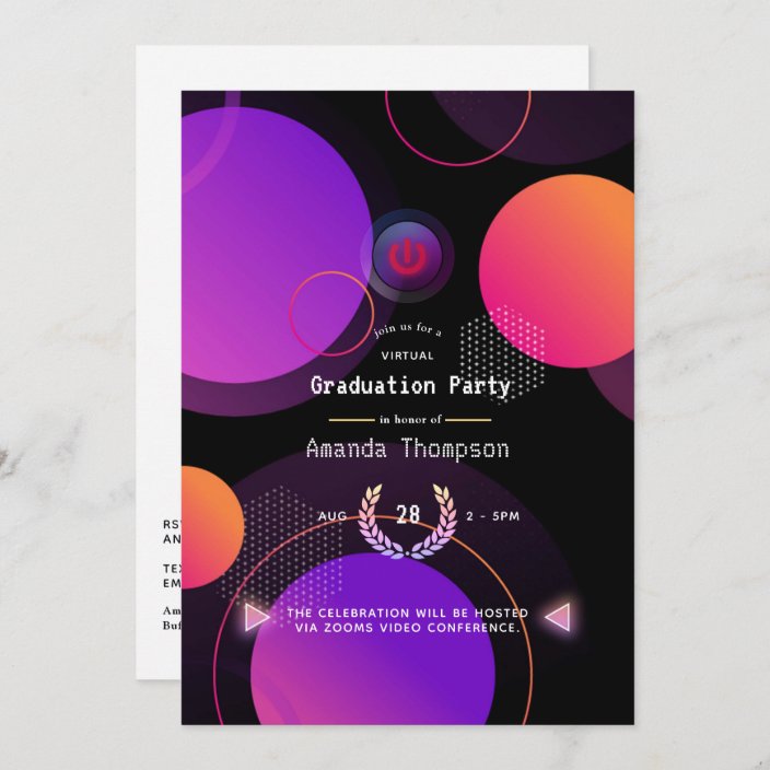 Glowing Geometric Virtual Graduation Party Invitation | Zazzle.com