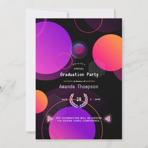 Glowing Geometric Virtual Graduation Party Invitation | Zazzle