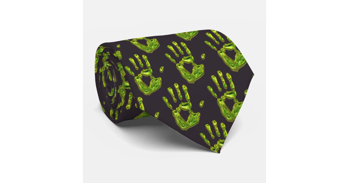 Glowing Ghoul Handprint Neck Tie | Zazzle