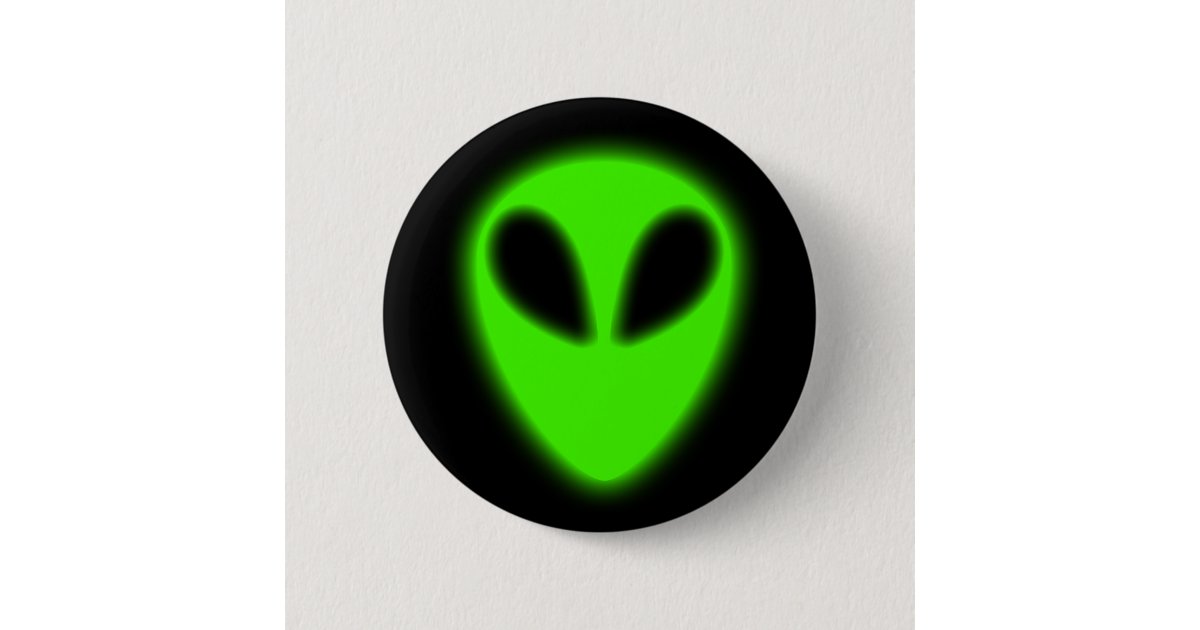 Glowing Green Alien Button | Zazzle