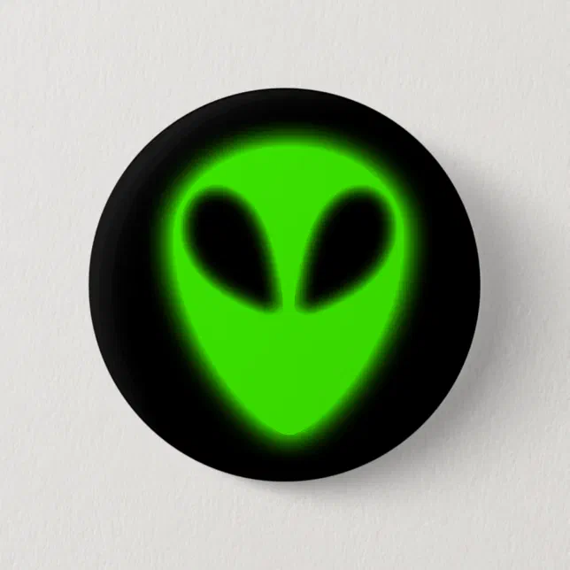 Glowing Green Alien Button | Zazzle