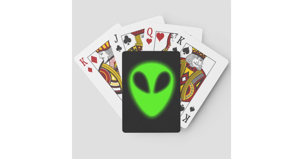 Glowing Green Alien Playing Cards | Zazzle