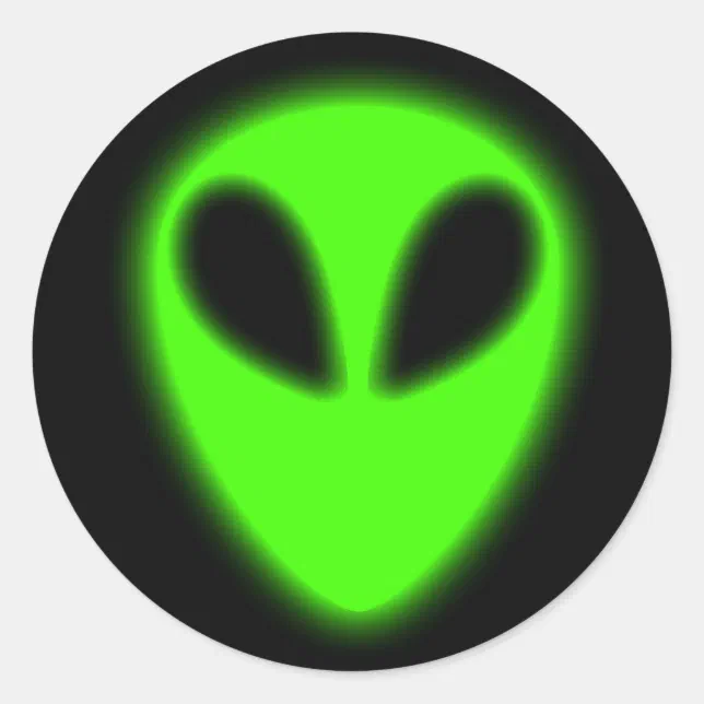 Glowing Green Alien Sticker | Zazzle