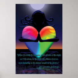 Glowing Heart Namaste pose Poster | Zazzle