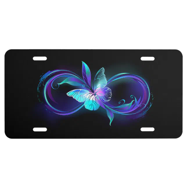 Glowing Infinity with Magic Butterfly License Plate | Zazzle