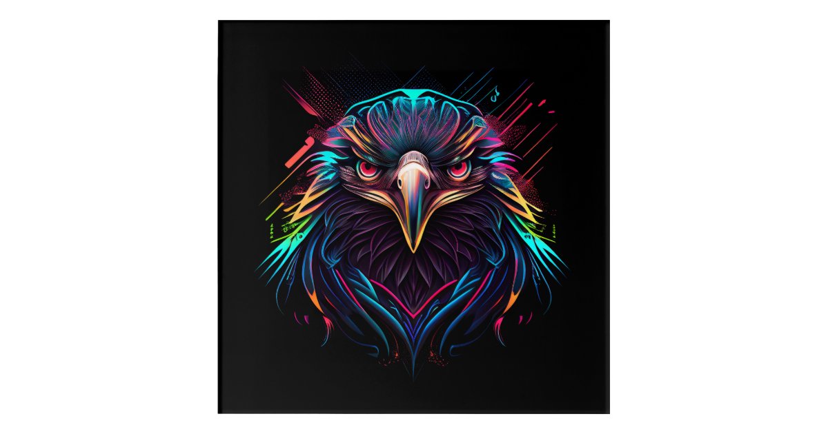Glowing Luminous Neon Eagle Artistic Acrylic Print | Zazzle