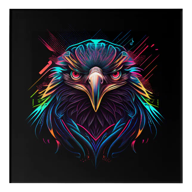 Glowing Luminous Neon Eagle Artistic Acrylic Print | Zazzle