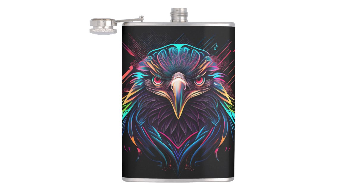 Glowing Luminous Neon Eagle Artistic Flask | Zazzle