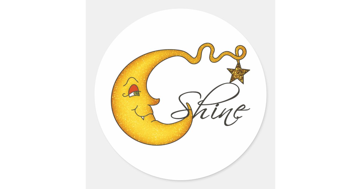 Glowing MoonShine With Star Classic Round Sticker | Zazzle