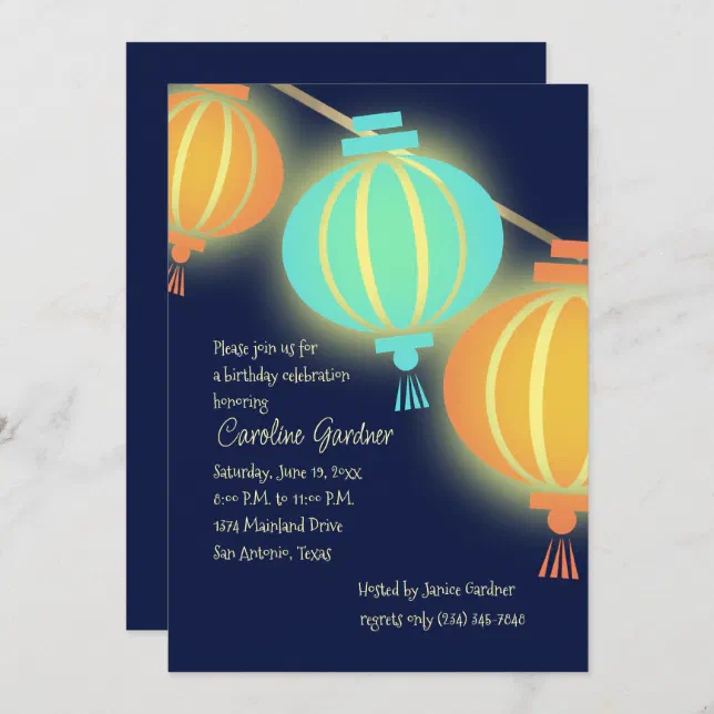 Glowing Paper Lanterns Birthday Invitation | Zazzle