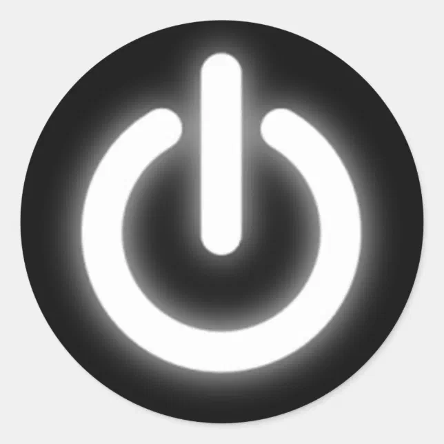 Glowing Power On Symbol Funny Classic Round Sticker | Zazzle