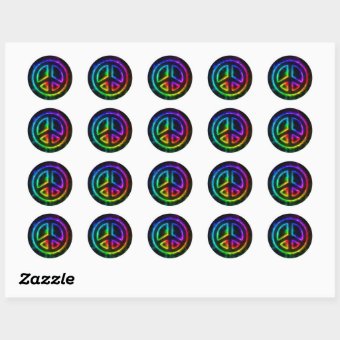 Glowing Rainbow Peace Sign Sticker | Zazzle