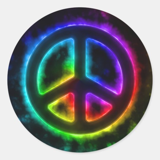 Glowing Rainbow Peace Sign Sticker | Zazzle.com