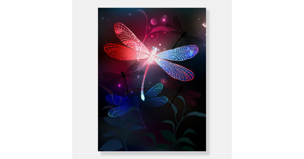 Glowing red dragonfly foam board | Zazzle