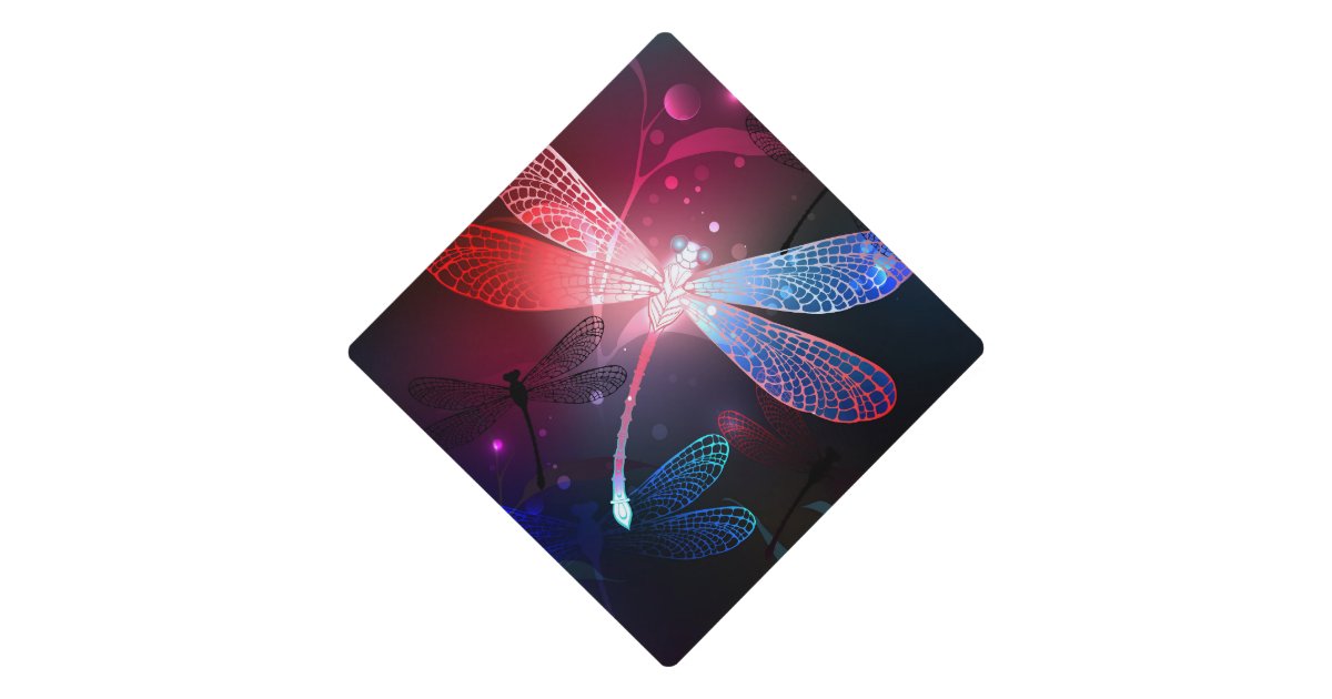 Glowing red dragonfly graduation cap topper | Zazzle