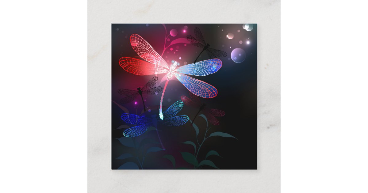 Glowing red dragonfly loyalty card | Zazzle