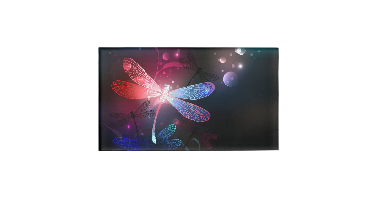 Glowing red dragonfly name tag | Zazzle