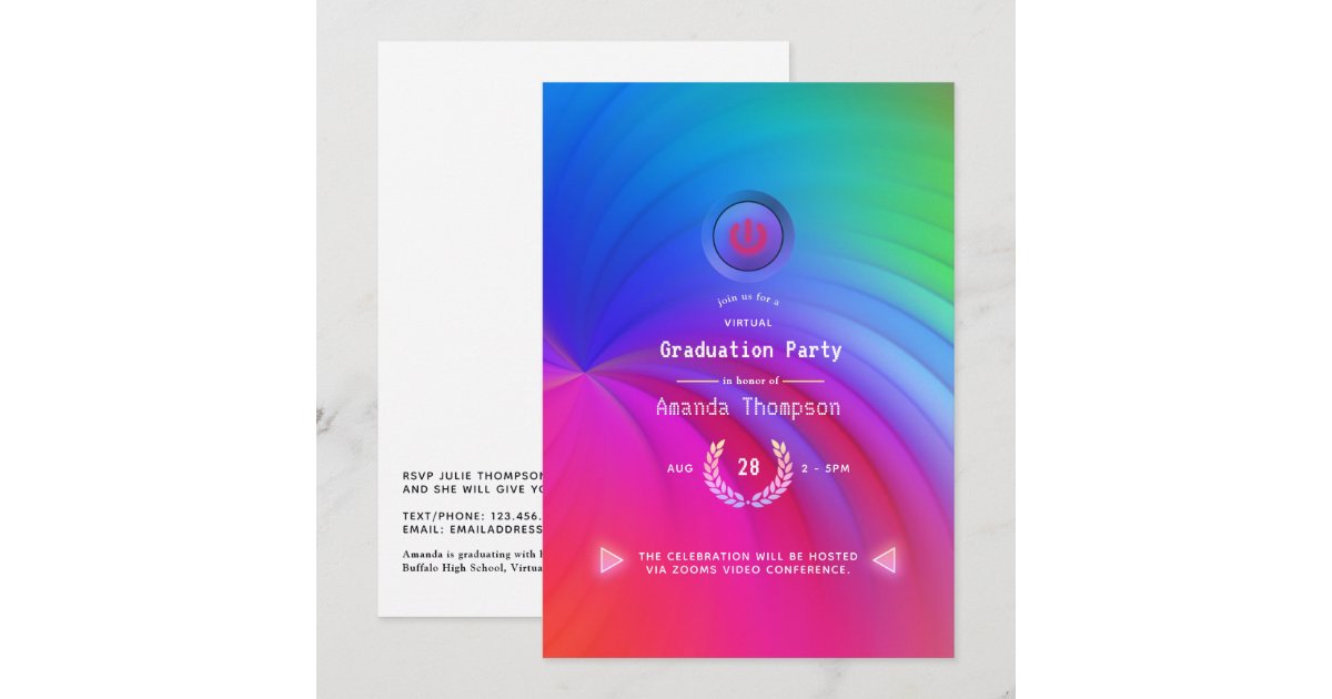 Glowing Screensaver Virtual Graduation Party Invitation | Zazzle