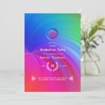 Glowing Screensaver Virtual Graduation Party Invitation | Zazzle