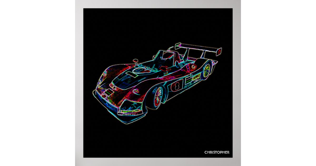 Glowing Sparkling Racing Luxury Neon Colors Car Poster | Zazzle
