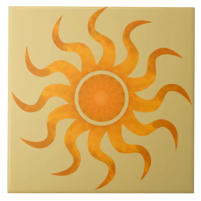 Glowing Sun Desert Tile - Large | Zazzle