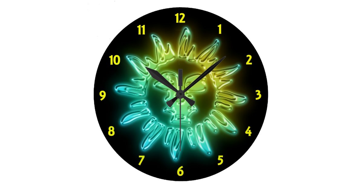 Glowing Sun Wall Clock | Zazzle