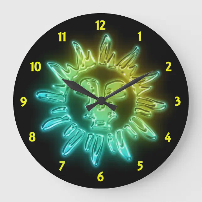 Glowing Sun Wall Clock | Zazzle