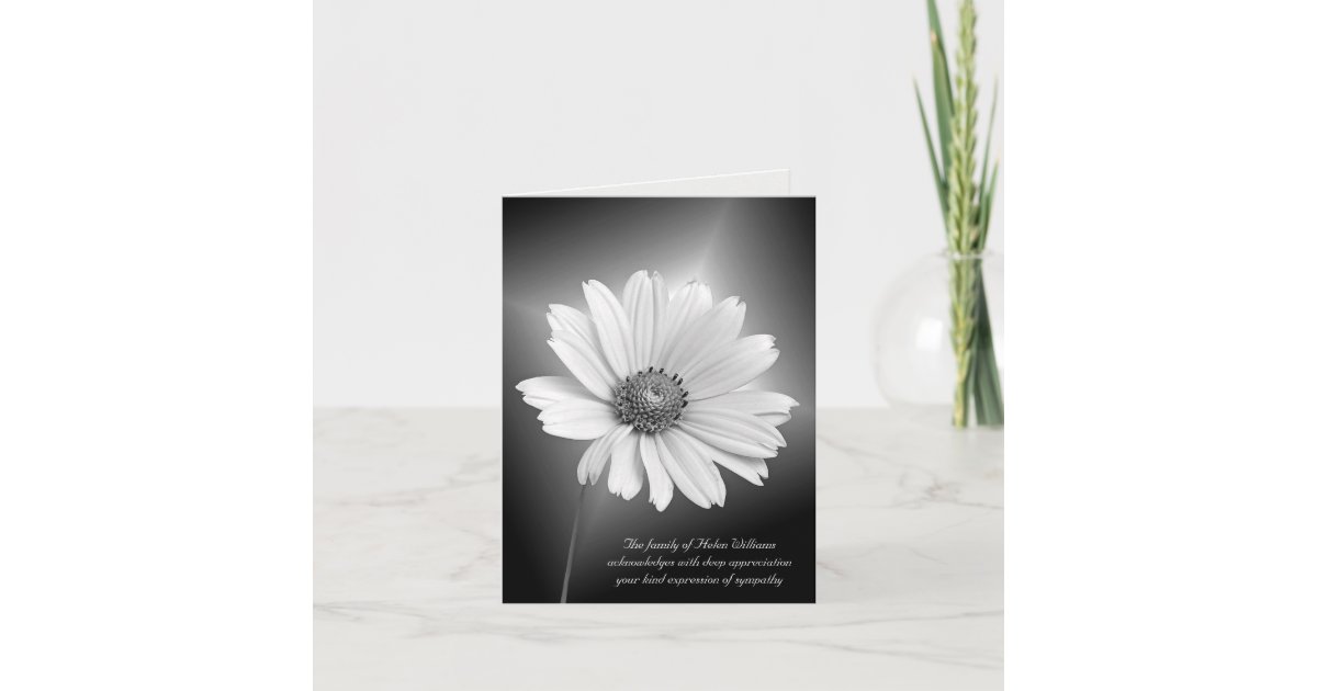 glowing white daisy sympathy thank you | Zazzle