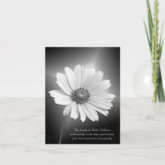 glowing white daisy sympathy thank you | Zazzle
