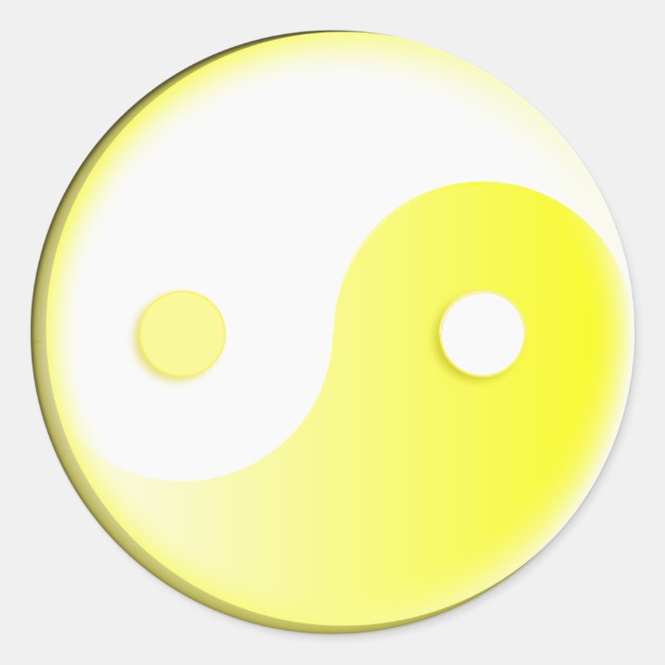 Glowing Yellow Yin/Yang Symbol Classic Round Sticker | Zazzle
