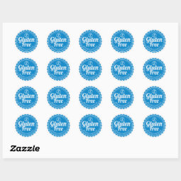 Gluten-Free Stickers / Gluten Free with Icon -Blue | Zazzle