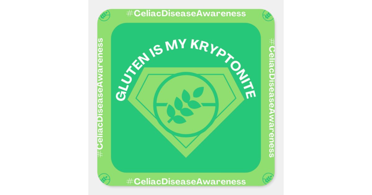 Gluten is My Kryptonite Square Sticker | Zazzle