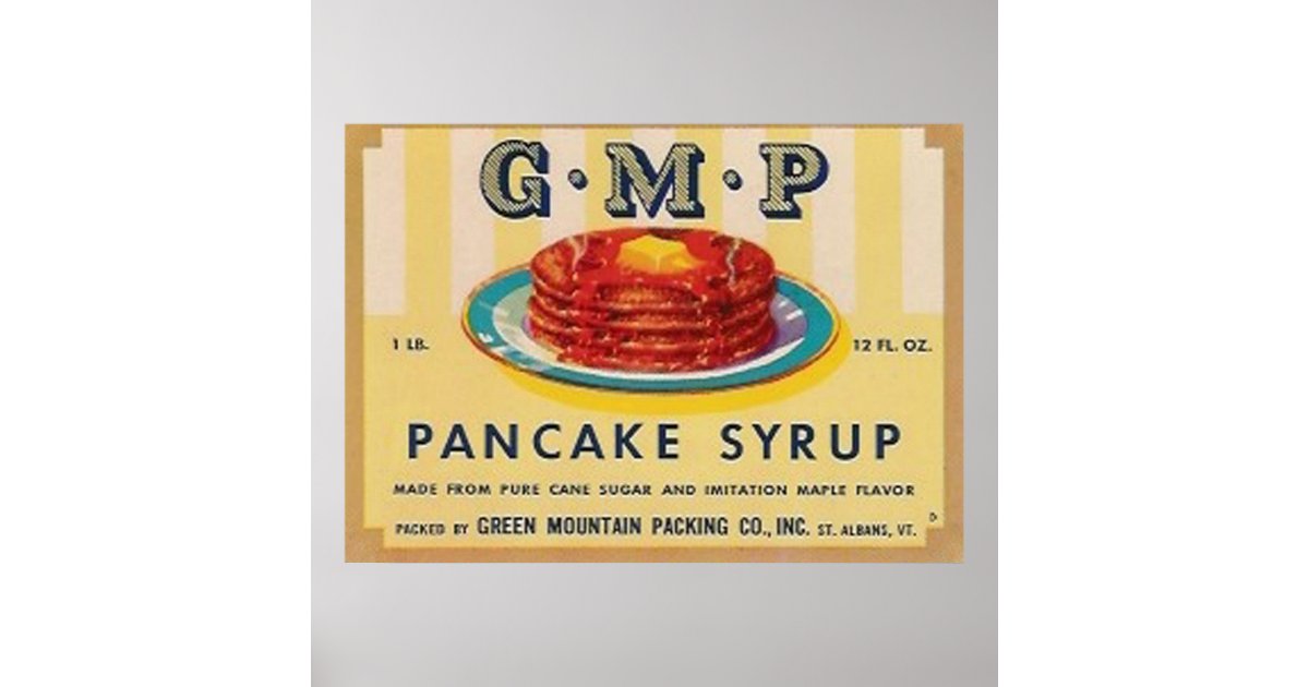 gmp pancake syrup label poster | Zazzle