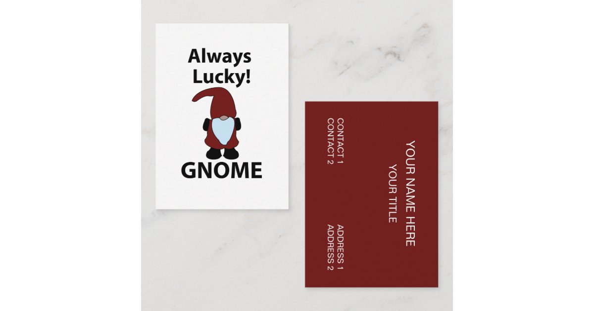 Gnome Always Lucky Gnome Business Card | Zazzle