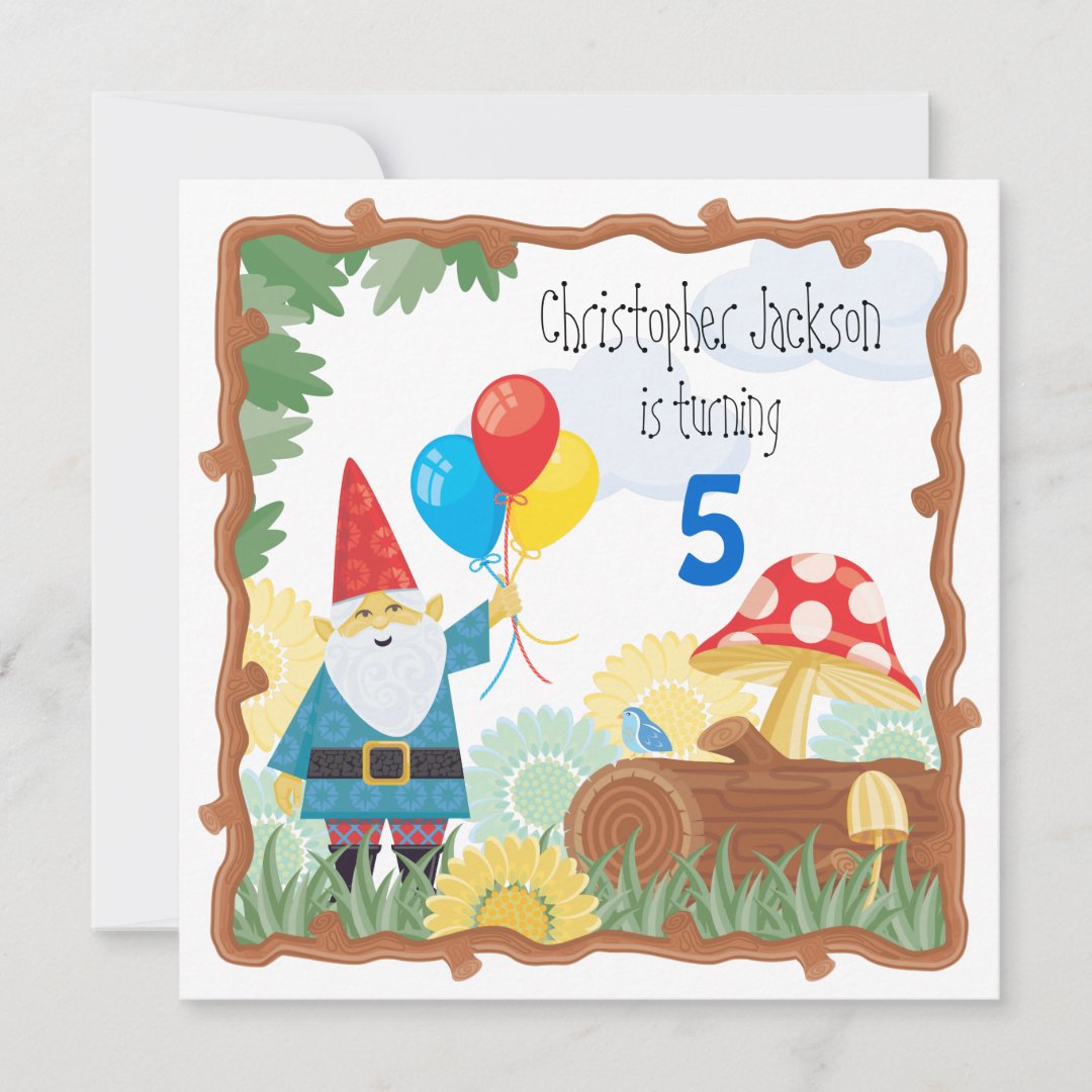 Gnome Birthday Invitation | Zazzle