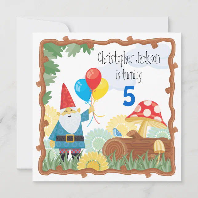 Gnome Birthday Invitation | Zazzle