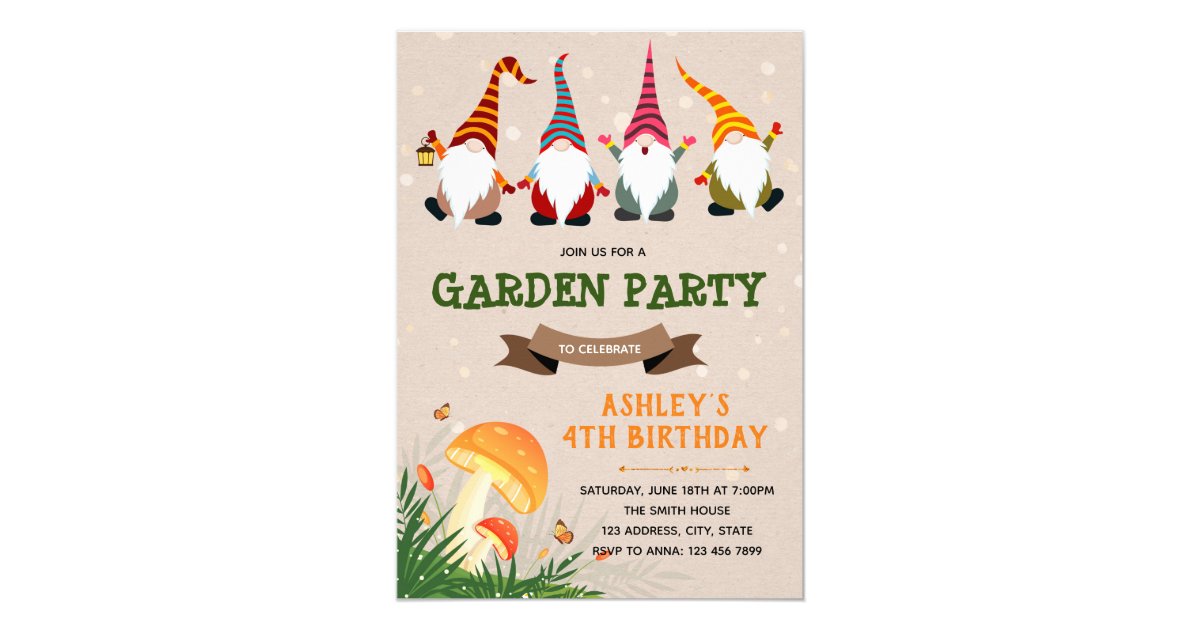 Gnome birthday party invitation | Zazzle.com