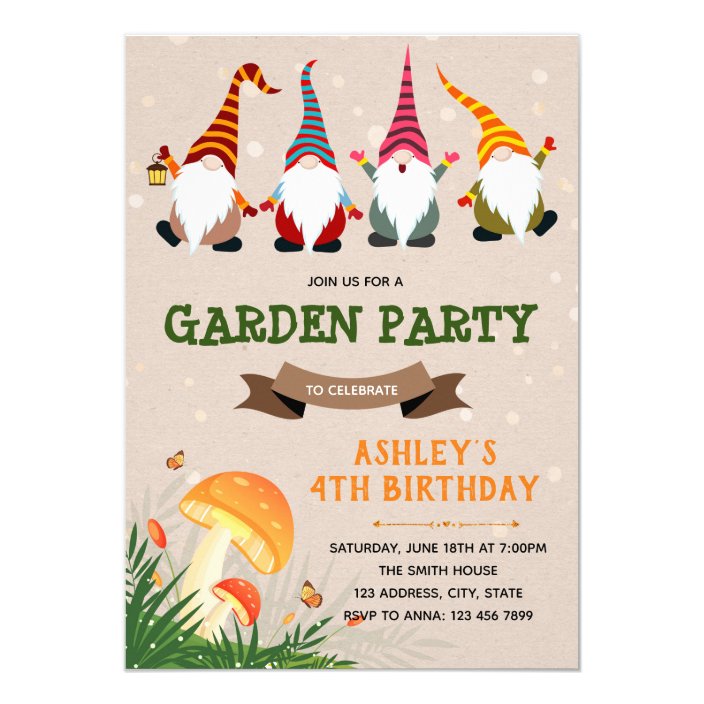 Gnome birthday party invitation | Zazzle.com