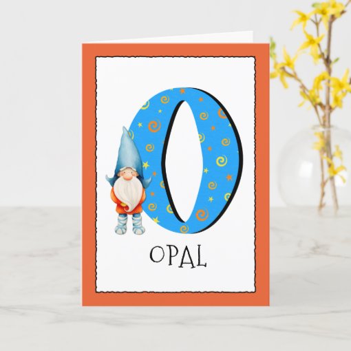 Gnome Kids Letter O Name and Age Birthday Greeting Card | Zazzle