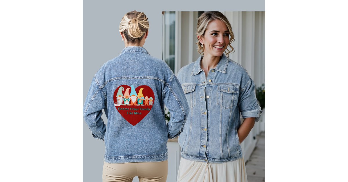 Gnome Other Family Like Mine Red Heart Womens Denim Jacket | Zazzle
